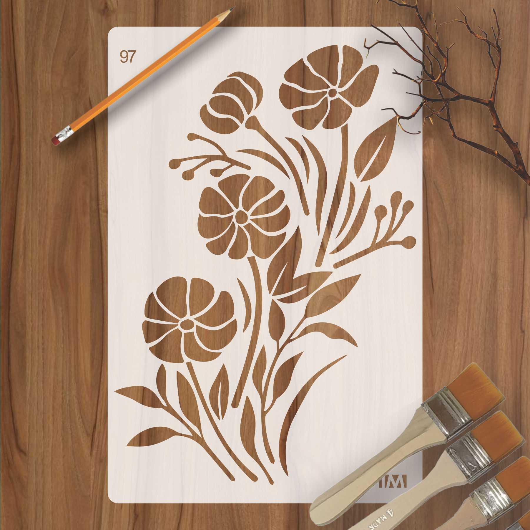 Floral Reusable Stencil for Canvas and wall painting.ID#97 – imartdecor.com