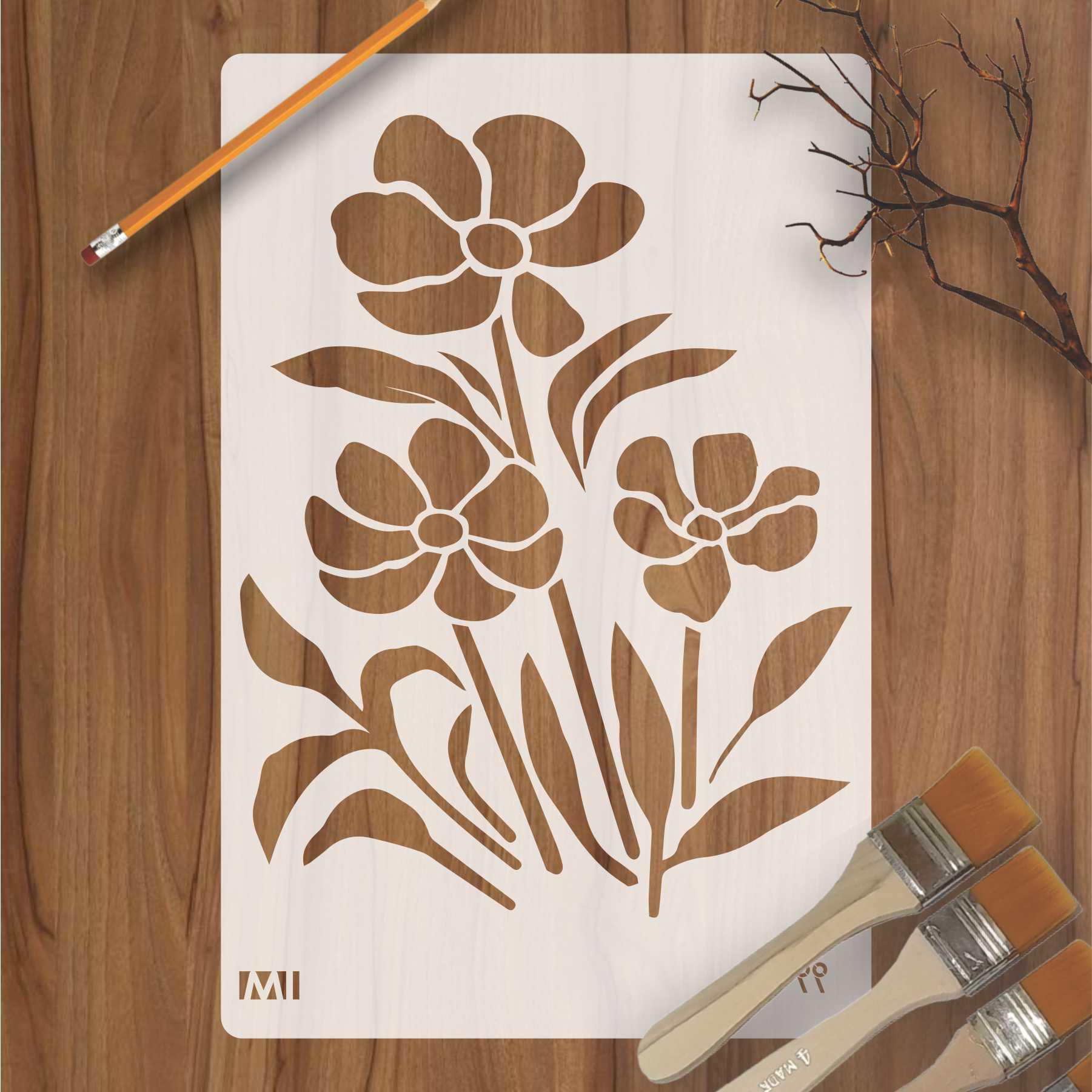 Flower Spring Reusable Stencil for Canvas and wall painting.ID#99 ...